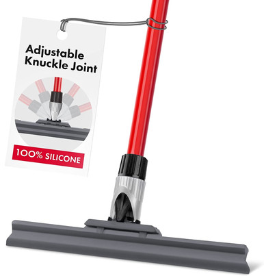 Floor Squeegee 100% Silicone 12 Inch Blade & 55 Inch Long 4PC Handle ...