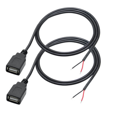 Maixbomr 2Pcs USB A Female Plug 2Pin Bare Wire,1M/3FT USB 2.0 Female ...