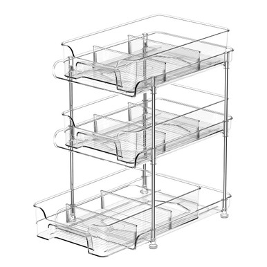 soogoo 3 Tier Clear Pull Out Organizer, Multi-Purpose Bathroom ...