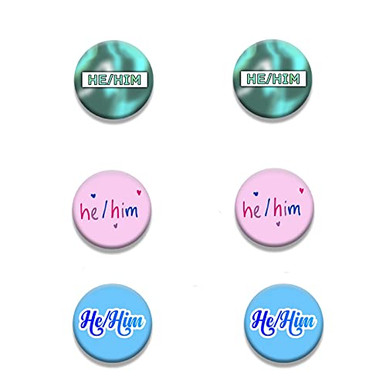6 Pack He/Him Pronoun Badges Pins, Multi-pack of Gender Identity Pins ...