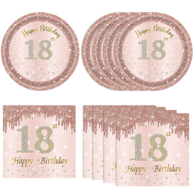 40PCS 18th Birthday Decorations for Girls Rose Gold Birthday Party ...