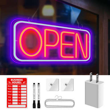 GELBEKUH LED Neon Open Sign for Business 16.7"x9.2" Ultra Bright Open ...