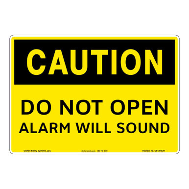 Caution/Do Not Open Sign (OS1210CH-)|Weather Tuff Plastic 10" X 14 ...