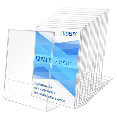 Ludery Acrylic Sign Holder 8.5 x 11, Plastic Display Stand, Clear Sign ...