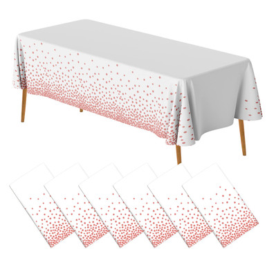 AIRE 6 Pack White and Rose Gold Plastic Tablecloths for Rectangle ...