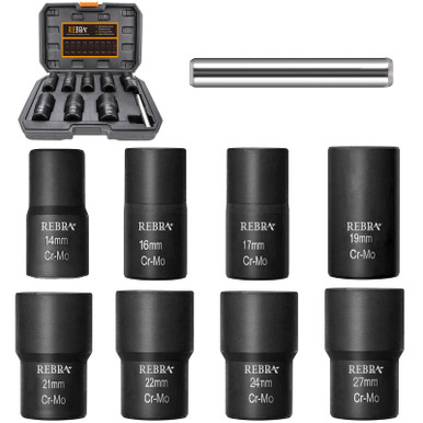 REBRA Nut Bolt Extractor Set with Center Punch Bar, Easy Out Lug Nuts ...