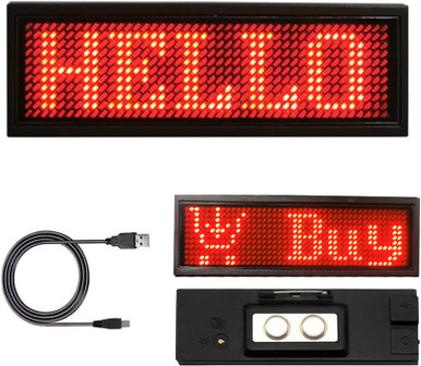 LED Name Badge 44 x11 Pixels Digital Display USB Programming ...