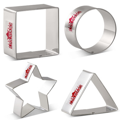 LILIAO Mini Round Triangle Star Square Cookie Cutters, Basic Biscuit ...