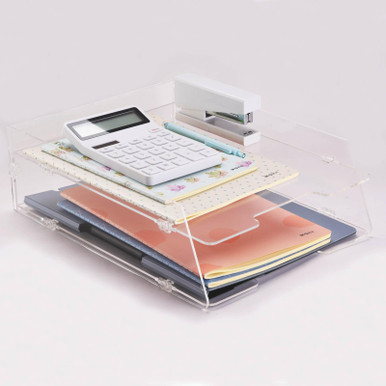 2 Tier Acrylic Stackable Paper Tray, Clear A4 Paper Letter Tray ...