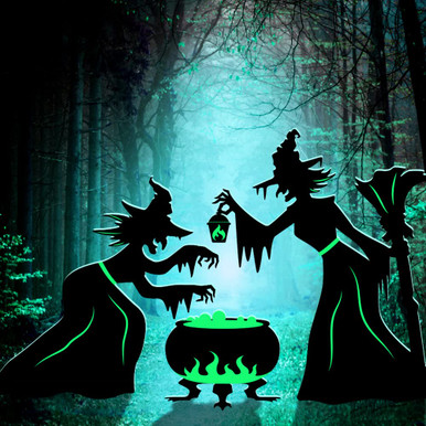 Witch Halloween Decorations Outdoor, 2 Large Black Witches with ...