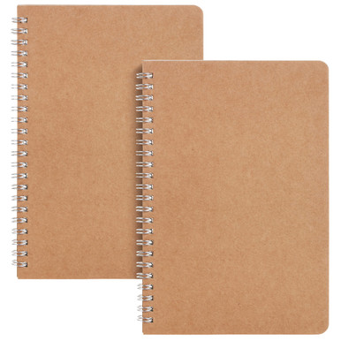 Mr. Pen- Spiral Notebook, A5, Kraft Cover, 2 Pack, 80 Pages, Blank ...