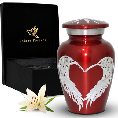 Red Urn Angel Wings - Small Keepsake Urn for Human Ashes - Red Angel ...