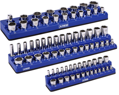 ARES 60036-3-Piece Blue Metric Magnetic Socket Organizer Set - Includes ...