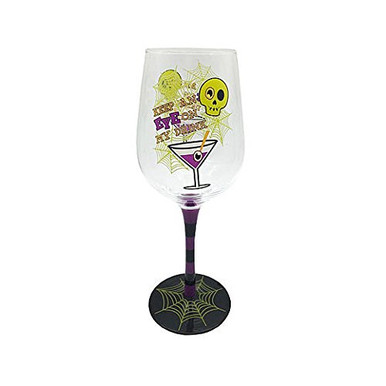 15 Fluid Ounce "Keep An Eye On My Drink" Zombie Hand Painted Wine Glass ...