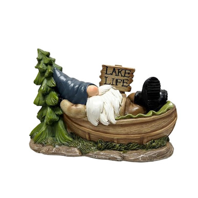 The Bridge Collection Lake Life Gnome in a Boat Figurine - Rustic Canoe ...
