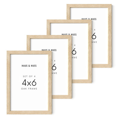 HAUS AND HUES Solid Oak 4x6 Picture Frame for Wall or Tabletop Set of 4 ...