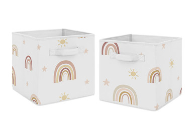Sweet Jojo Designs Boho Rainbow Foldable Fabric Storage Cube Bins Boxes ...