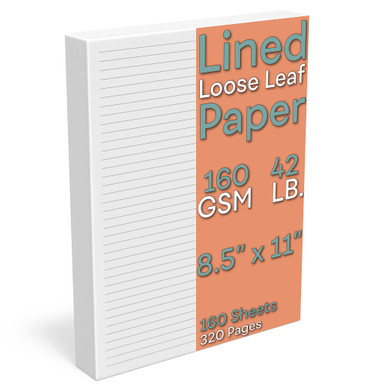Lined Loose Leaf Paper, 160 GSM Thickness, 160 Sheets/320 Pages, Letter ...