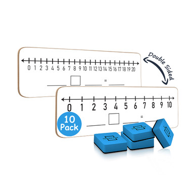 SCRIBBLEDO 10 Pack Dry Erase Number Line White Boards 4x12 Inch ...