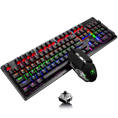 Wireless Gaming Keyboard and Mouse Combo with 104 Key Rainbow LED ...