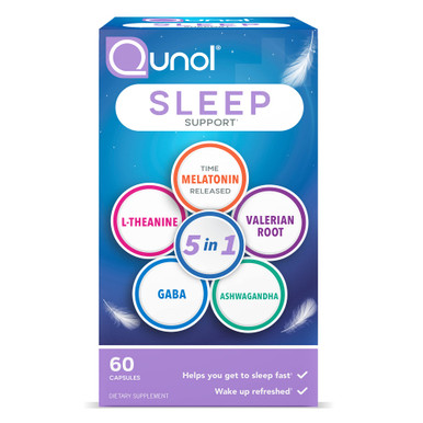 Qunol Sleep Support, 5 in 1 Non-Habit Forming Sleep Aid, Supplement ...