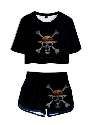 WANHONGYUE Anime One Piece Monkey D Luffy Crop Top T-Shirt and Shorts 2 ...