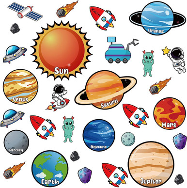 BeYumi 63pcs Outer Space Cutouts Planet Rocket Themed Party Supplies ...