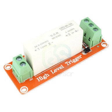 High Level Trigger 1 Channel Solid State Relay Module SSR DC-DC 3-32V to 5-220V 5A for Arduino ...