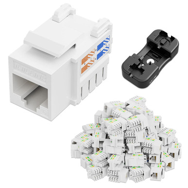 iwillink 50-Pack Cat6 Keystone Jack and Punch-Down Stand, RJ45 Ethernet ...