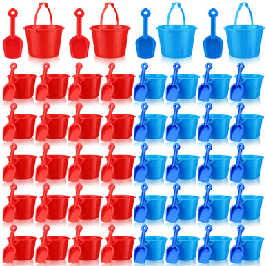 Lenwen 40 Pack Beach Sand Bucket Bulk 7.7 Inch Beach Pail Shovel 6.3 ...