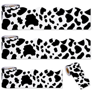 Whaline 98.4ft Cow Print Bulletin Board Borders 3 Sizes Black White Cow ...