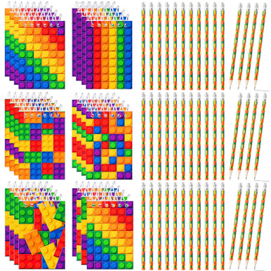 25 Pack Mini Building Block Notebooks Spiral Notepads with 50 Toy Brick ...