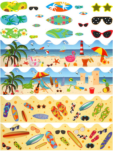 85 Pcs Summer Bulletin Board Border Decorations with Glue Point Flip ...