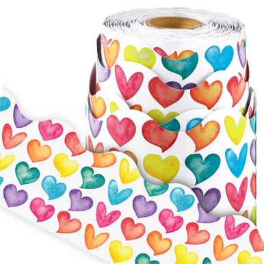 68.9 Feet Heart Bulletin Board Border Decorations Red Heart Rolled ...
