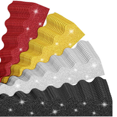 120 Pcs 130 Feet Glitter Bulletin Board Border Scalloped Border Trim ...