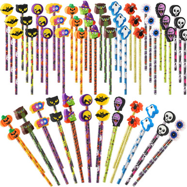 Halloween Pencil with Eraser Cute Wood Pencil Toppers for Kids ...