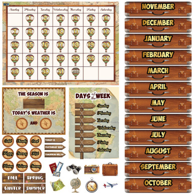 71 Pcs Travel The Map Calendar Bulletin Board Set World Map Calendar ...