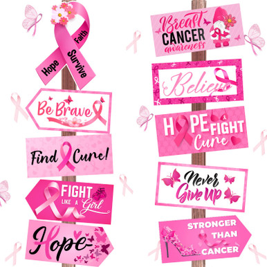 20 Pieces Breast Cancer Awareness Signs Pink Breast Cancer Awareness ...