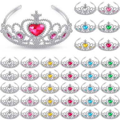 30 Pcs Princess Crown Set Tiaras for Girls Plastic Tiaras Bulk Dress up ...