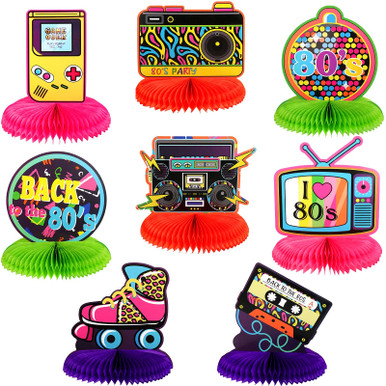 80s Party Decorations 8 pcs Back To The 80s Party Honeycomb ...