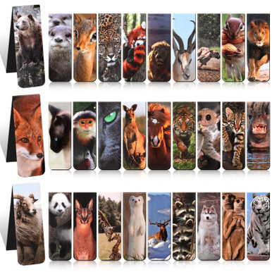 30 Pieces Cute Wild Animal Bookmarks for Book Lovers, Magnetic ...