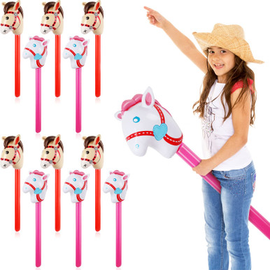 12 Pieces Inflatable Stick Horse for kids Horsehead Stick Balloon Cute ...