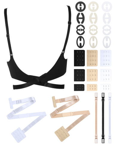 27 Pieces Low Back Bra Accessories Set, Include 12 Pcs Bra Strap Clips ...