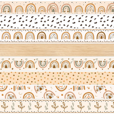 AnyDesign 82Ft Boho Bulletin Board Borders Boho Rainbow Decoration ...