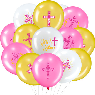 45 Pack Christening Balloons Decorations for Girls 12 Inch Baptism ...