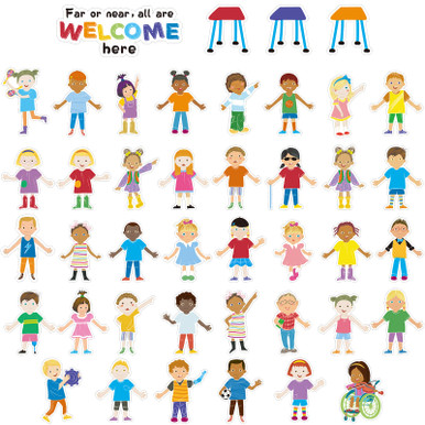 46 Pcs All are Welcome Students Cutouts Diversity Bulletin Board ...