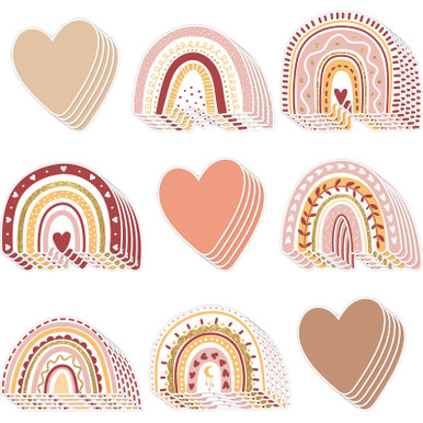 45 Pieces Boho Rainbows and Hearts Cutouts Rainbow Heart Bulletin Board ...