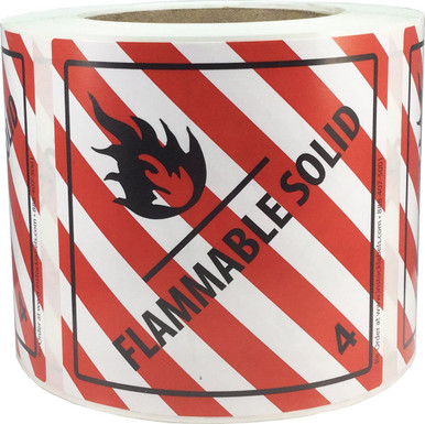 Hazard Class 4 D.O.T. Flammable Solid Labels 4x4 Inch Square 500 ...