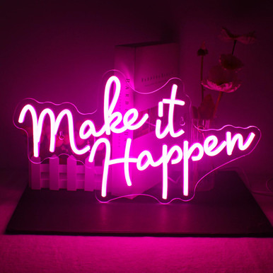 JURONGYILU Make It Happen Neon Sign Led Pink Word Light Up Signs for ...
