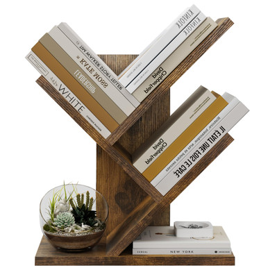 Tajsoon Tree Bookshelf 3 Tier Book Storage Organizer Shelves, Desktop ...